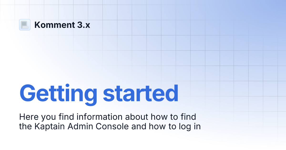 Getting started | Komment 3.x